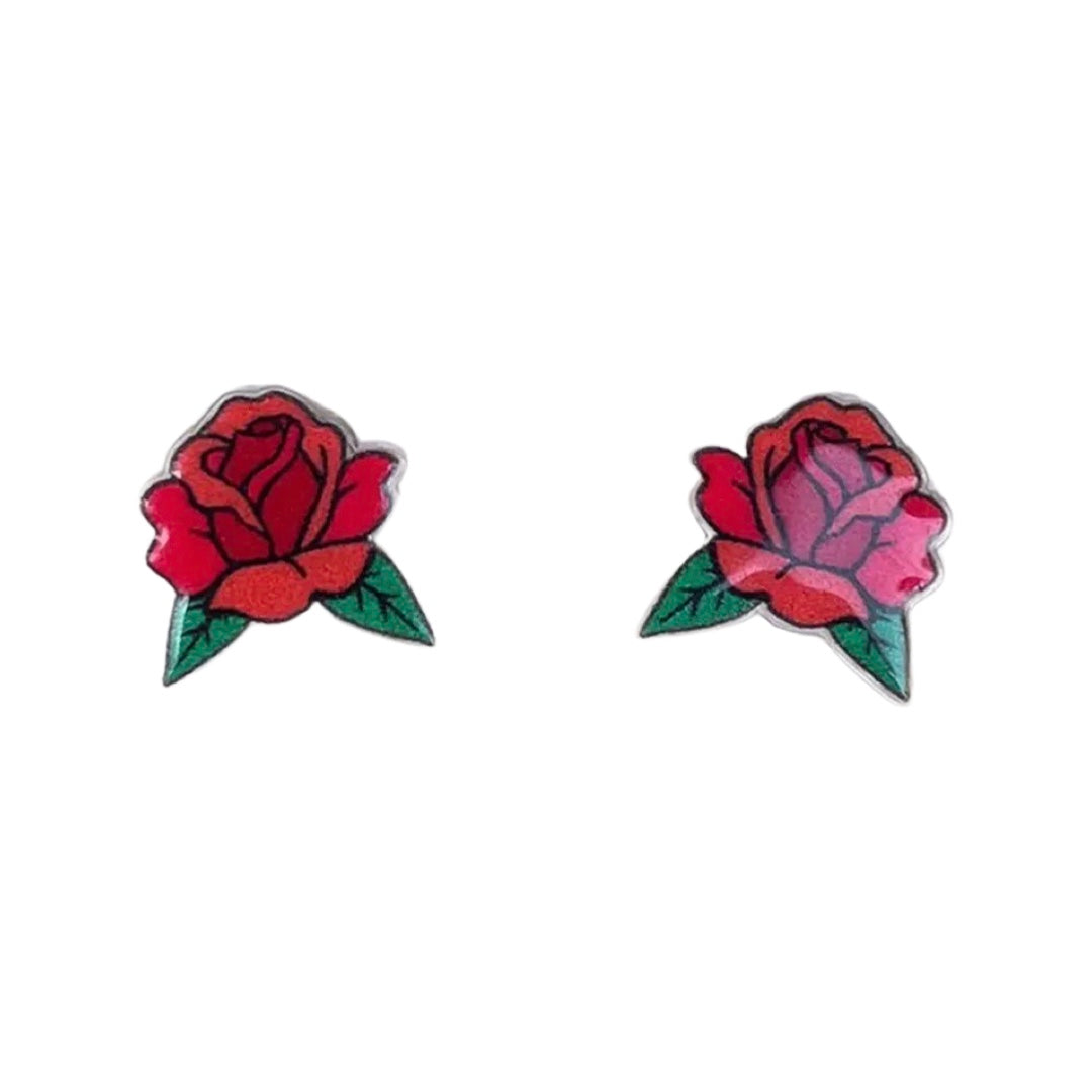 Red Rose Stud Earrings – Artelexia